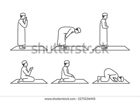 Islamic Pray Movement Solat Linear Icon Stock Vector Royalty Free