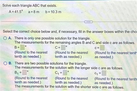Solved Solve Each Triangle Abc That