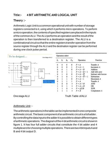 Pdf Title 4 Bit Arithmetic And Logical Unit Theory Dokumen Tips