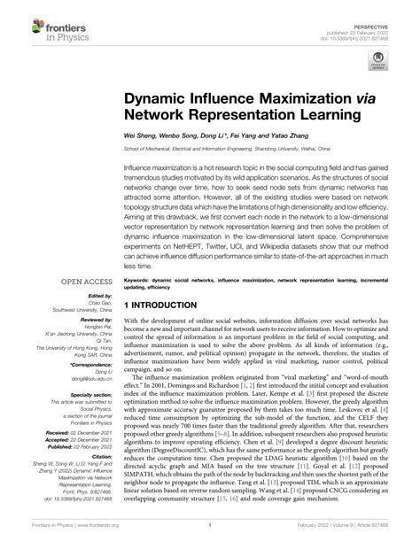Pdf Dynamic Influence Maximization Via Network Representation Learning