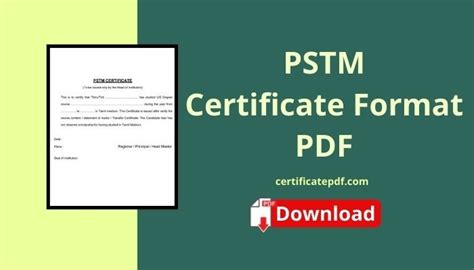 Pstm Certificate Pdf Format In Tamil Download