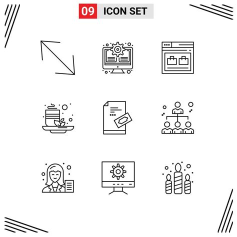 User Interface Pack Of 9 Basic Outlines Of Ticket Health Page Tea Cup