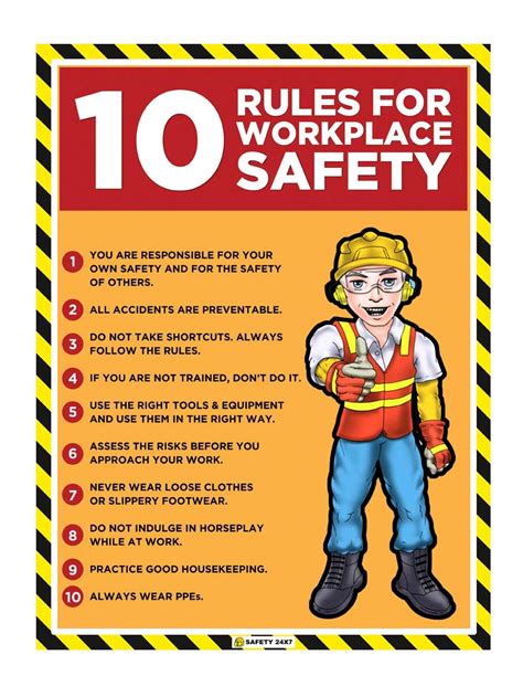 Safety 24x7 10 Rules For Workplace Safety Poster Large Pack Of 5