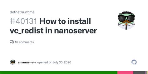 How To Install Vcredist In Nanoserver · Issue 40131 · Dotnetruntime