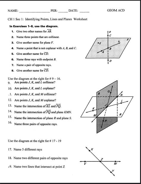 [solved] Name Per Date Geom Acd Ch 1 Sec 1 Identifying Points Lines And Course Hero