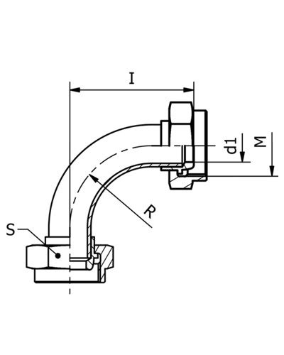 Úhlová Spojka M22x1 5 Js13 90 Pro Trubku 16mm Vzduch Elotoman