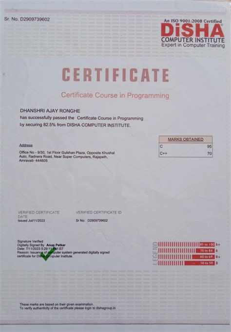 Dhanshri Ronghe On Linkedin C And Cpp Computer Language Certificate