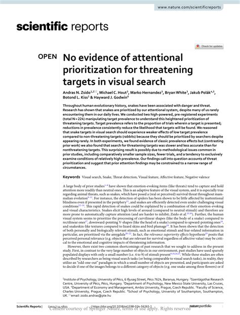 Pdf No Evidence Of Attentional Prioritization For Threatening Targets In Visual Search
