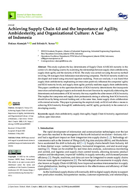 Pdf Achieving Supply Chain 40 And The Importance Of Agility