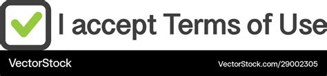 I Accept Terms Use Web Checkbox Accepting New Vector Image