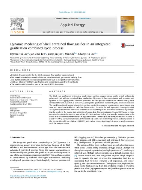 Pdf Dynamic Modeling Of Shell Entrained Flow Gasifier In An Integrated Gasification Combined