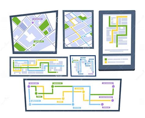 Set Of Navigation Maps Displayed On Different Digital Devices