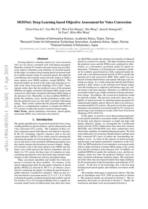 Mosnet Deep Learning Based Objective Assessment For Voice Conversion