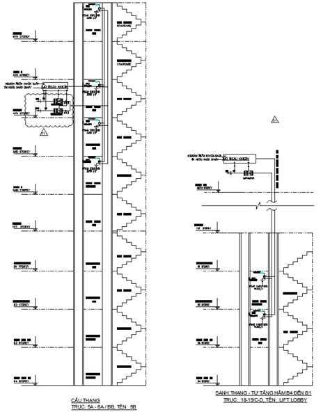Different Floors Staircase Section Design In Detail Autocad 2d Drawing Cad File Dwg File