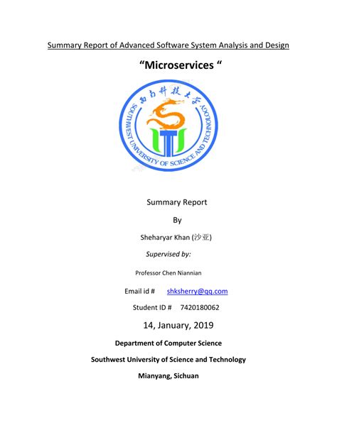 pdf software system and design analysis microservices summary report