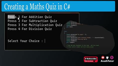 Creating A Maths Quiz In C Simple Game Creation Using C Sharp Avadh Tutor Youtube