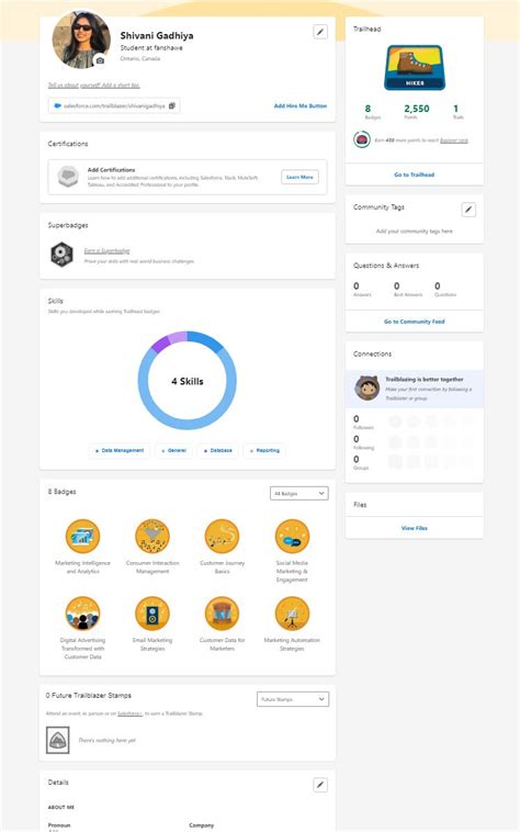 shivani gadhiya on linkedin i have earned 8 badges in trailhead😍 😊