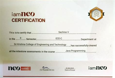 sachine v on linkedin iamneo javaprogramming certification readytocode