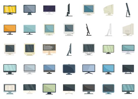 Monitor Icons Set Flat Vector Computer Screen 16818141 Vector Art At Vecteezy