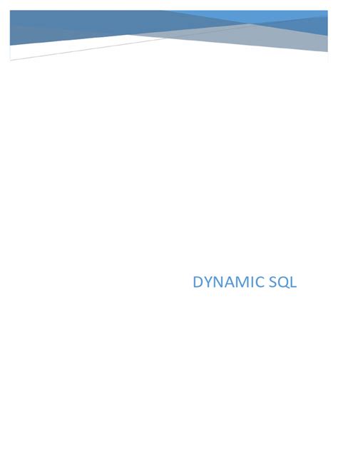 Dynamic Sql Pdf Parameter Computer Programming Sql