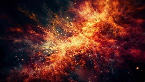 Exploding Fireball Igniting Abstract Galaxy Backdrop In Futuristic