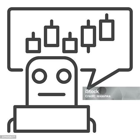 Ai Trading Bot Vector Candlestick Chart With Robot Icon Or Sign In Thin Line Style Stock