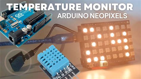 Temperature Monitor Using NeoPixel Shield For Arduino DHT Visuino Visual Development For