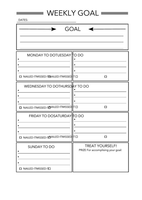 Top Weekly Goals Templates Free To Download In Pdf Format