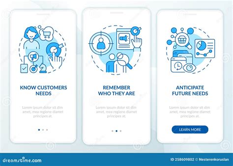 Customer Behavior Strategy Blue Onboarding Mobile App Screen Stock Vector Illustration Of