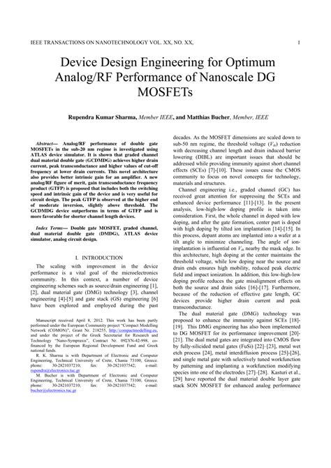 Pdf Device Design Engineering For Optimum Analogrf Performance Of