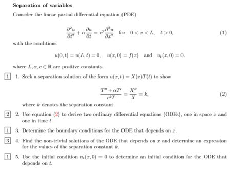 Solved Separation Of Variables Consider The Linear Partial