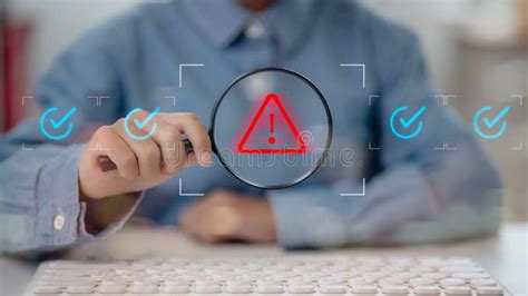 A Man Holding A Magnifying Glass Is Warning An Alert Of An Error Or Security Breach Something