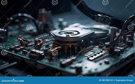 Abstract Complexity Of Computer Chip Circuit Board In Electronics Industry Generated By AI Stock