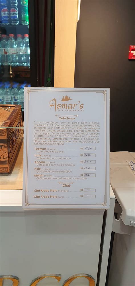 Menu Em Asmars Doces Árabes Aeroporto Internacional De Guarulhos Sobremesas Guarulhos