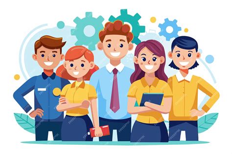 Una Ilustración De Dibujos Animados De Un Equipo Diverso De Cinco
