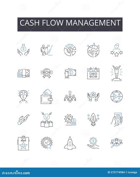 Cash Flow Management Line Icons Collection Efficiency Rationality