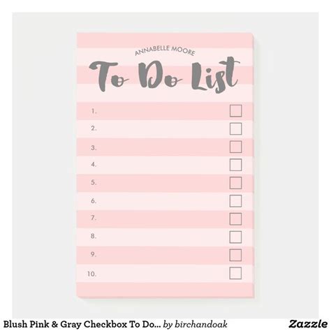 Blush Pink And Gray Checkbox To Do List Post It Notes Zazzle Apuntes
