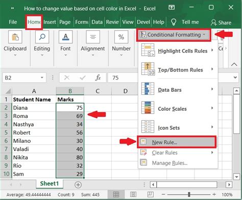 Excel 如何根据单元格颜色改变数值 极客教程