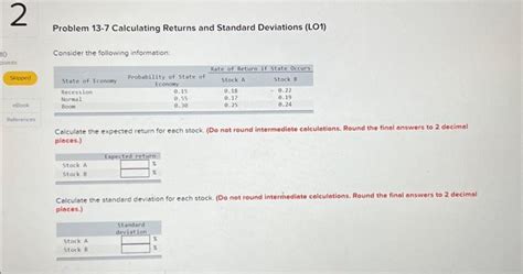 Solved Problem Calculating Returns And Standard Chegg