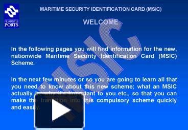 Maritime Security Identification Card Msic Welcome Presentation Free