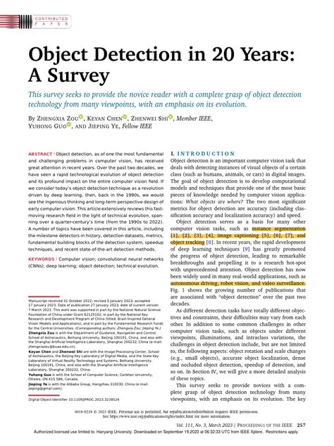 Object Detection In 20 Years A Survey Pdf