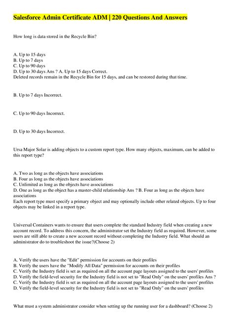 Salesforce Admin Certificate Adm 220 Questions And Answers Scholarfriends