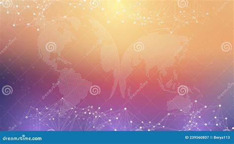 Technology Abstract Background With Connected Line And Dots Big Data Visualization Stock