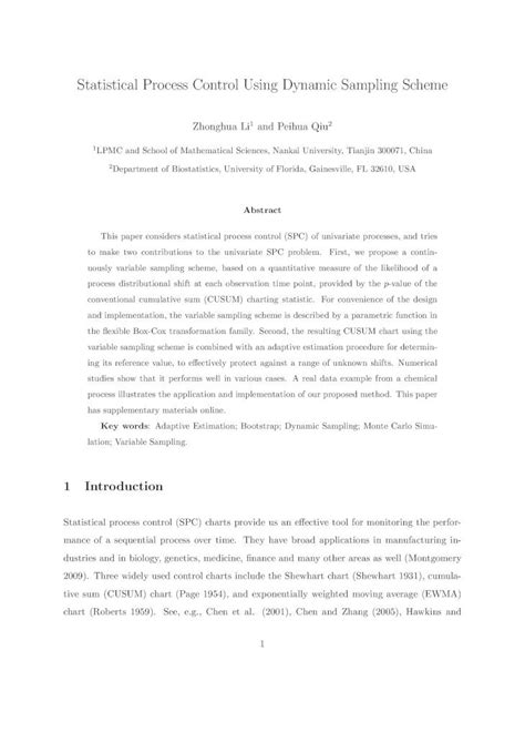Pdf Statistical Process Control Using Dynamic Sampling Schemewebstat