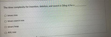 Solved The Time Complexity For Insertion Deletion And