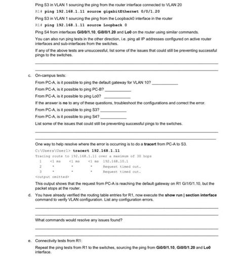 Switch Port Assignment SpecificationsAddressing Table Chegg