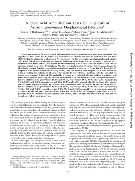 Pdf Nucleic Acid Amplification Tests For Diagnosis Of Smear Negative
