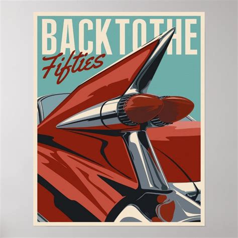Back To The 50s Poster Cadillac Vintage Cars