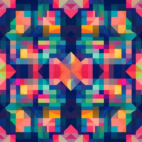 Premium Photo Geometric Pixel Pattern Background Radiant Neon Pattern Symmetrical Design Tiled
