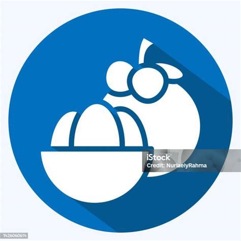 아이콘 망고스틴 태국 기호와 관련된 긴 그림자 스타일 편집 가능한 간단한 디자인 간단한 그림 간단한 벡터 아이콘 세계 여행 관광 태국어 개체 그룹에 대한 스톡 벡터 아트 및